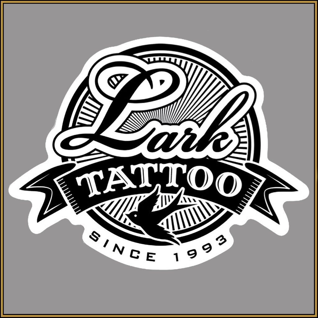 $2.00: 4 inch STICKER - Lark Tattoo Circle Logo Die-Cut Sticker